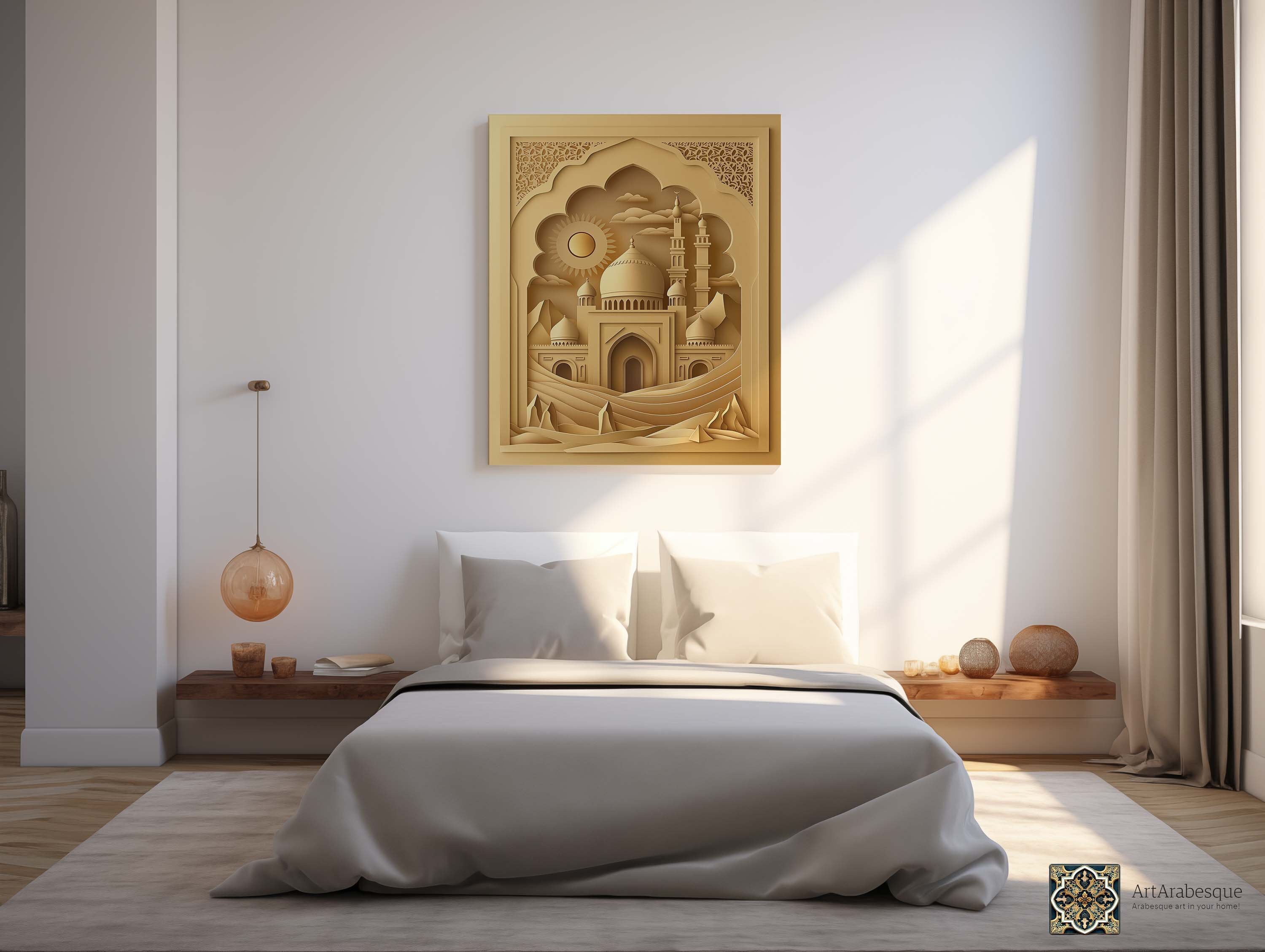 Arabesque Islamic Art Decoration Ramadan Wall Art Design Fairy Beige ...