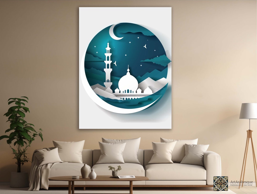 Arabesque Islamic Art Decoration Children's Room Wall Art Design Blue ...