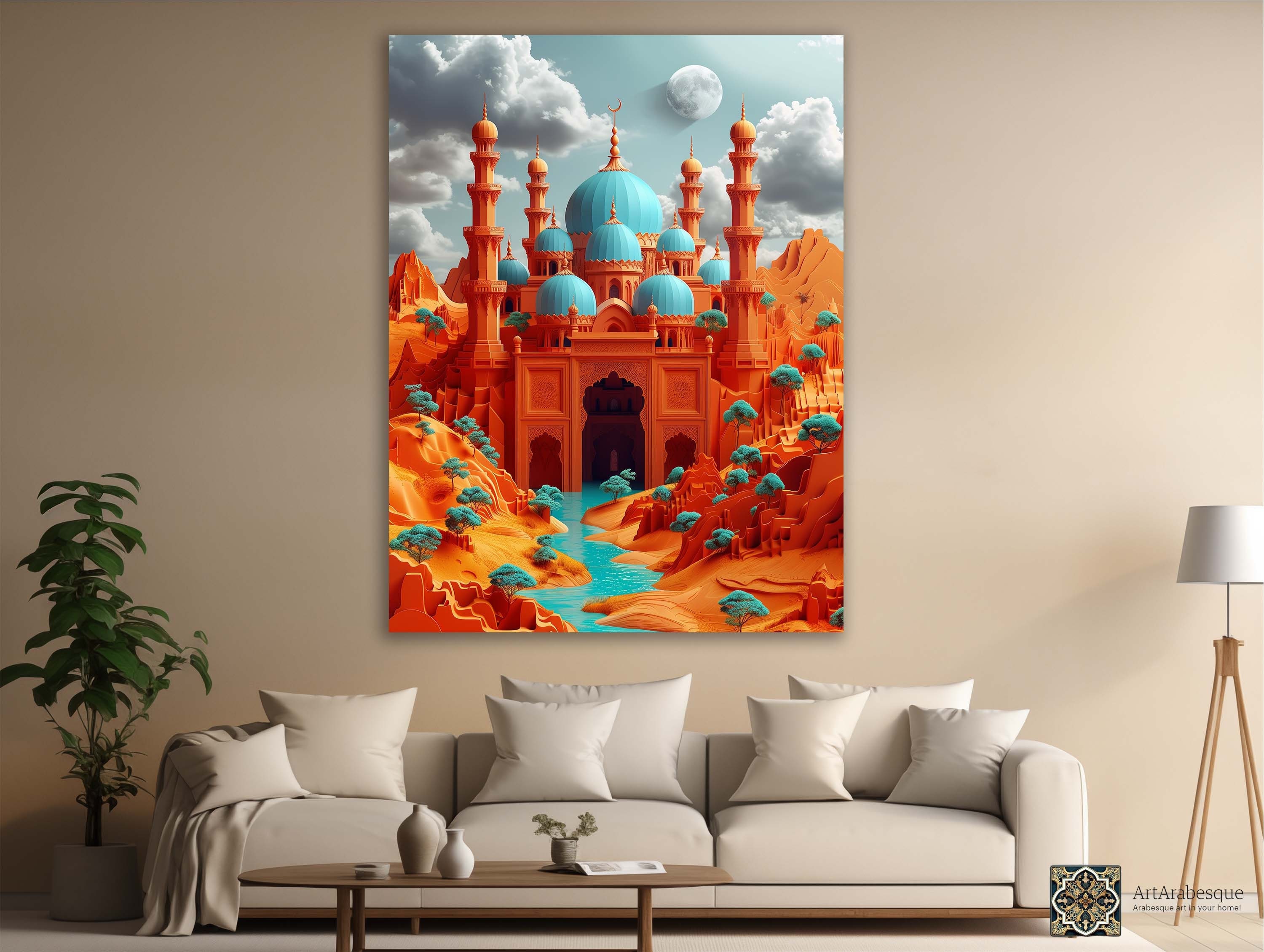 Arabesque Islamic Art Decoration Wall Art Orange Stone Old Mosque in ...