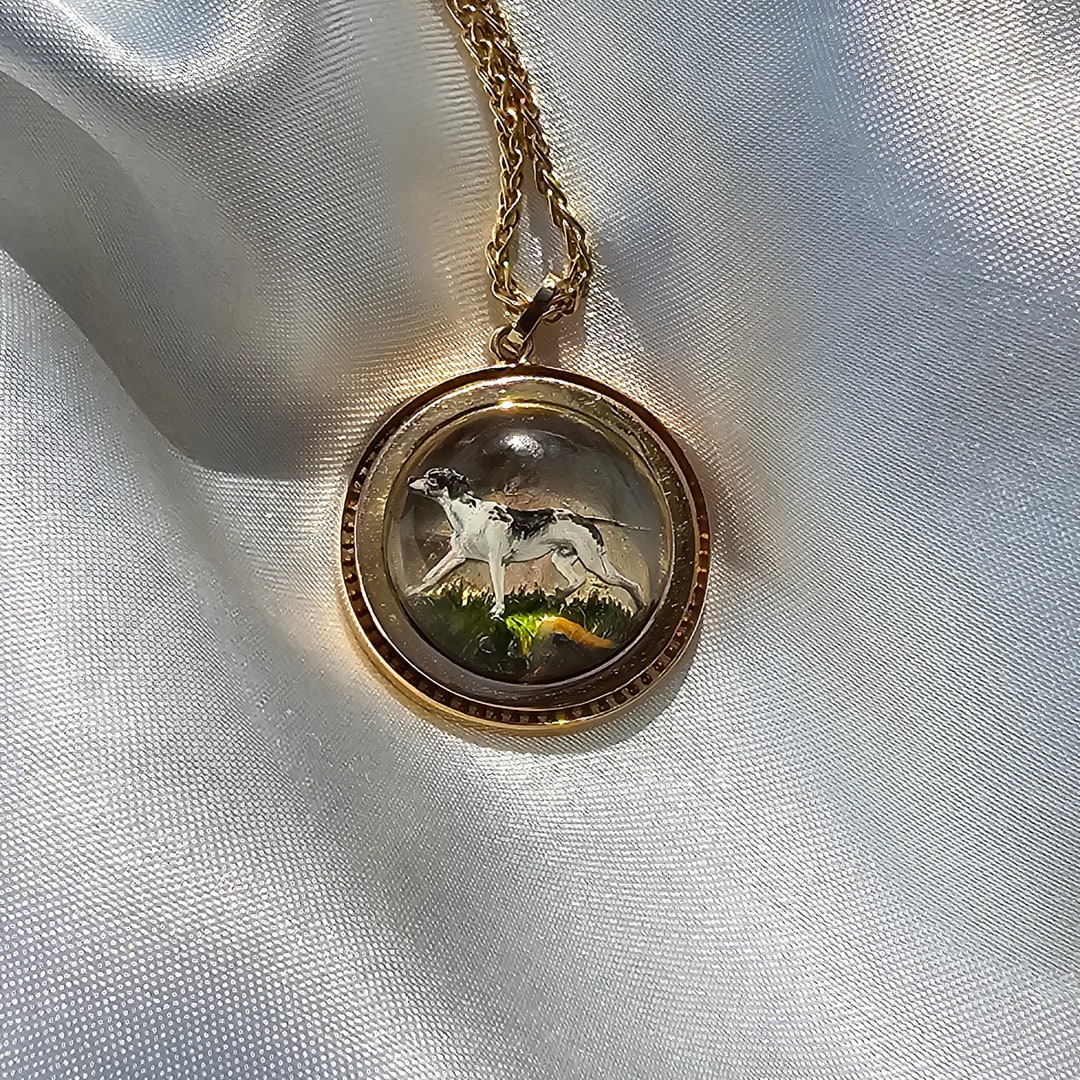 Antique 10k Yellow Gold Reverse Intaglio Essex Pointer Dog Pendant - Etsy