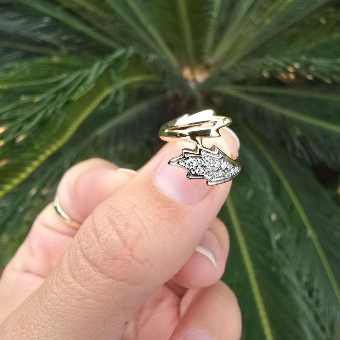 14k Leaf Wrap Bypass Ring - Etsy