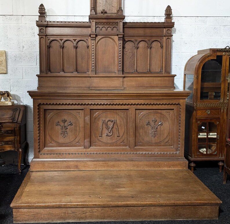 Antique Gothic Revival Church Altar in Oak Wood - Etsy