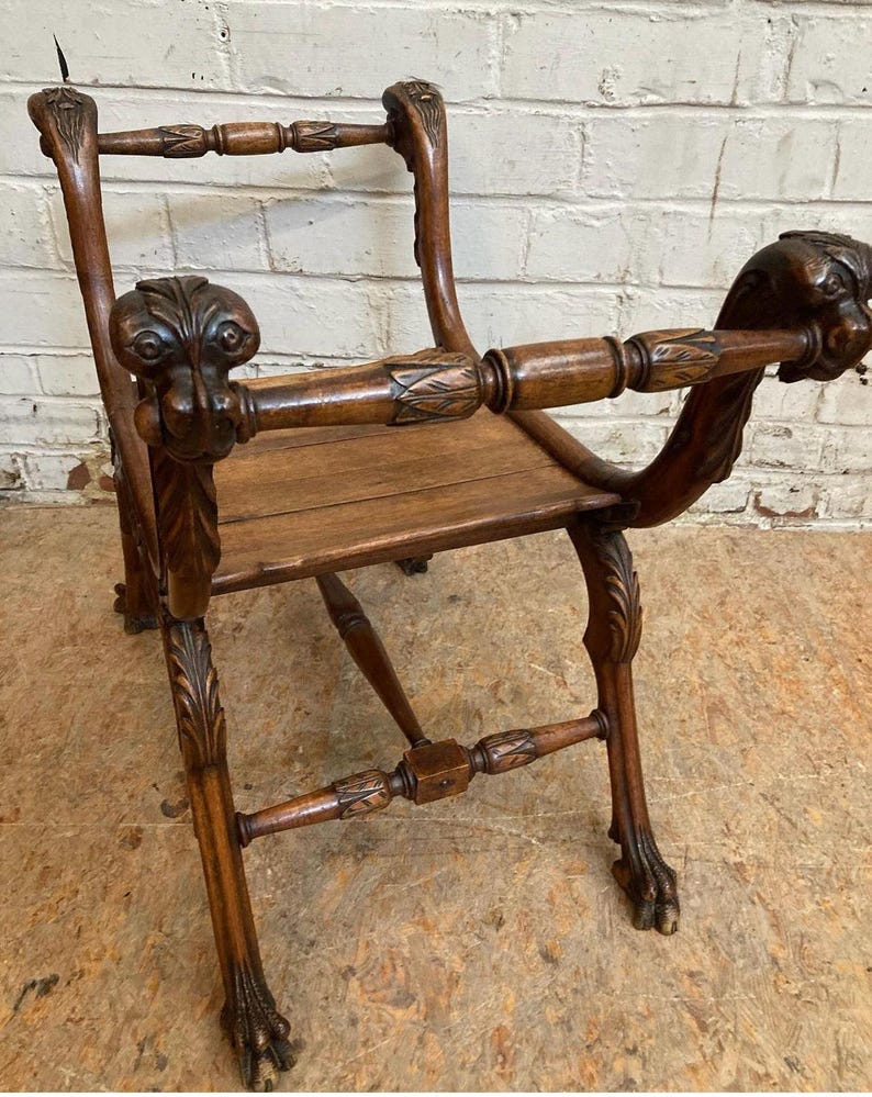 ARRIVES MARCH 2025 Walnut French Antique Chair/bench With Dragons ...