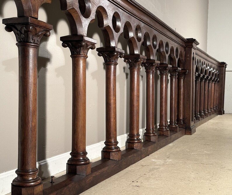 20' Long Antique Gothic Revival Oak Wood Church Balcony Railing - Etsy