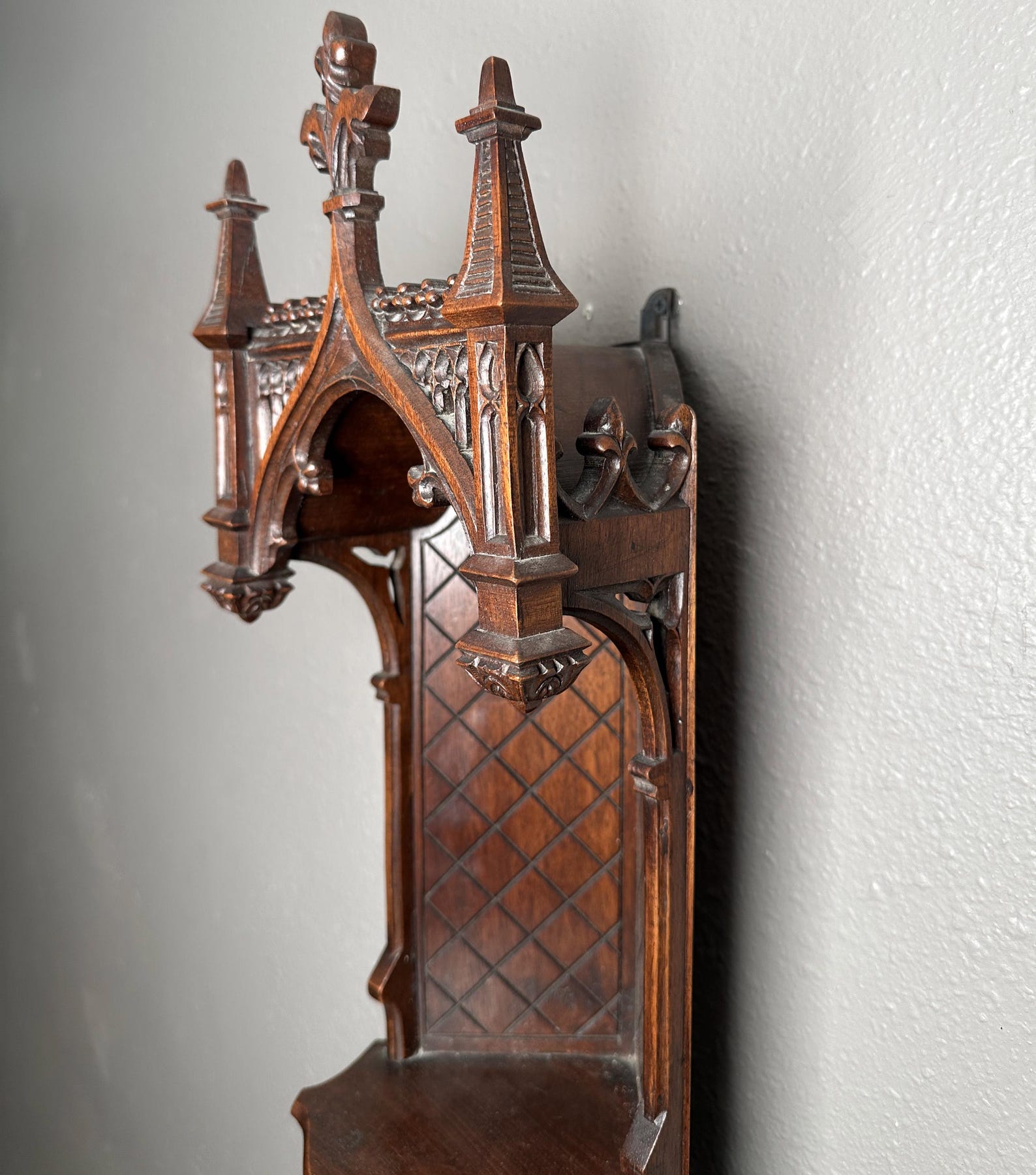 Antique French Gothic Walnut Wood Corner Shrine/niche With Statue of ...
