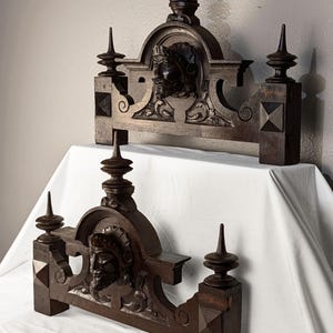 Pair of Renaissance Revival Oak Wood Crests/pediments With Knights ...