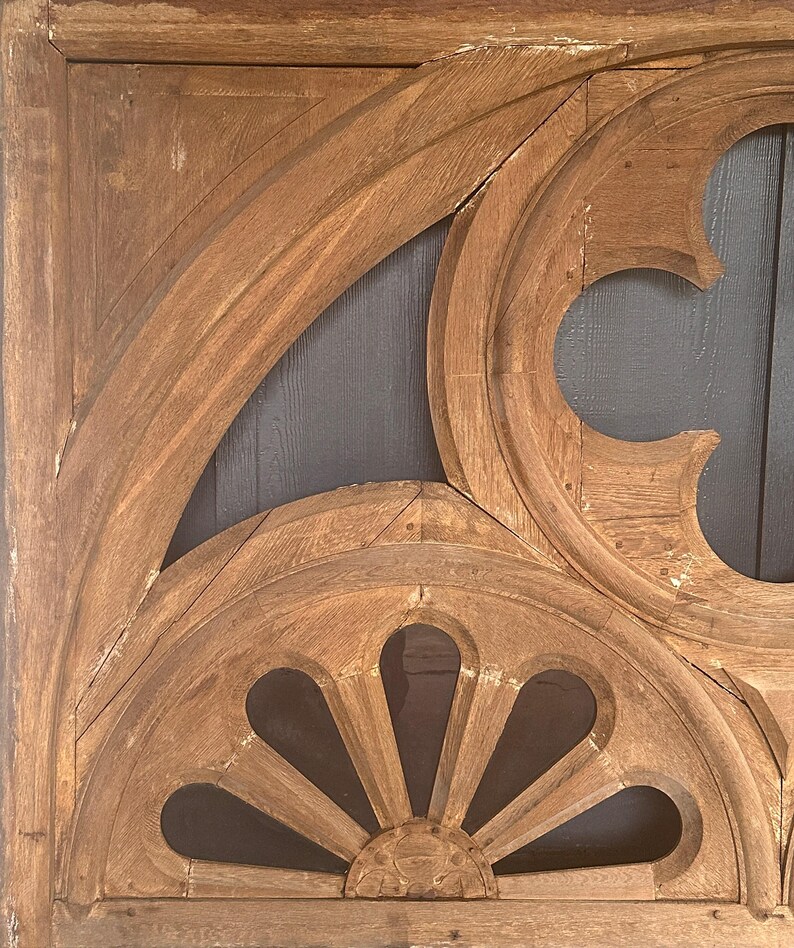 8 Foot Long Antique French Gothic Oak Panel: Transom, Skylight ...