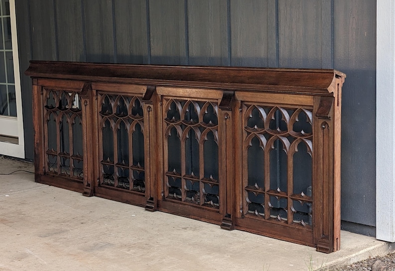 9.5' Antique Oak Wood Gothic Communion/altar Rail/railing/ Room Divider ...