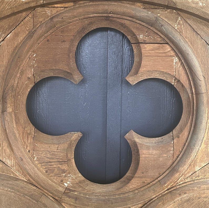 8 Foot Long Antique French Gothic Oak Panel: Transom, Skylight ...