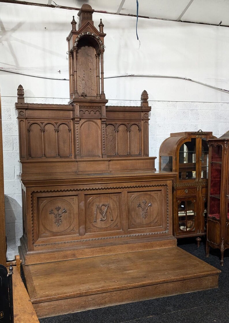Antique Gothic Revival Church Altar in Oak Wood - Etsy