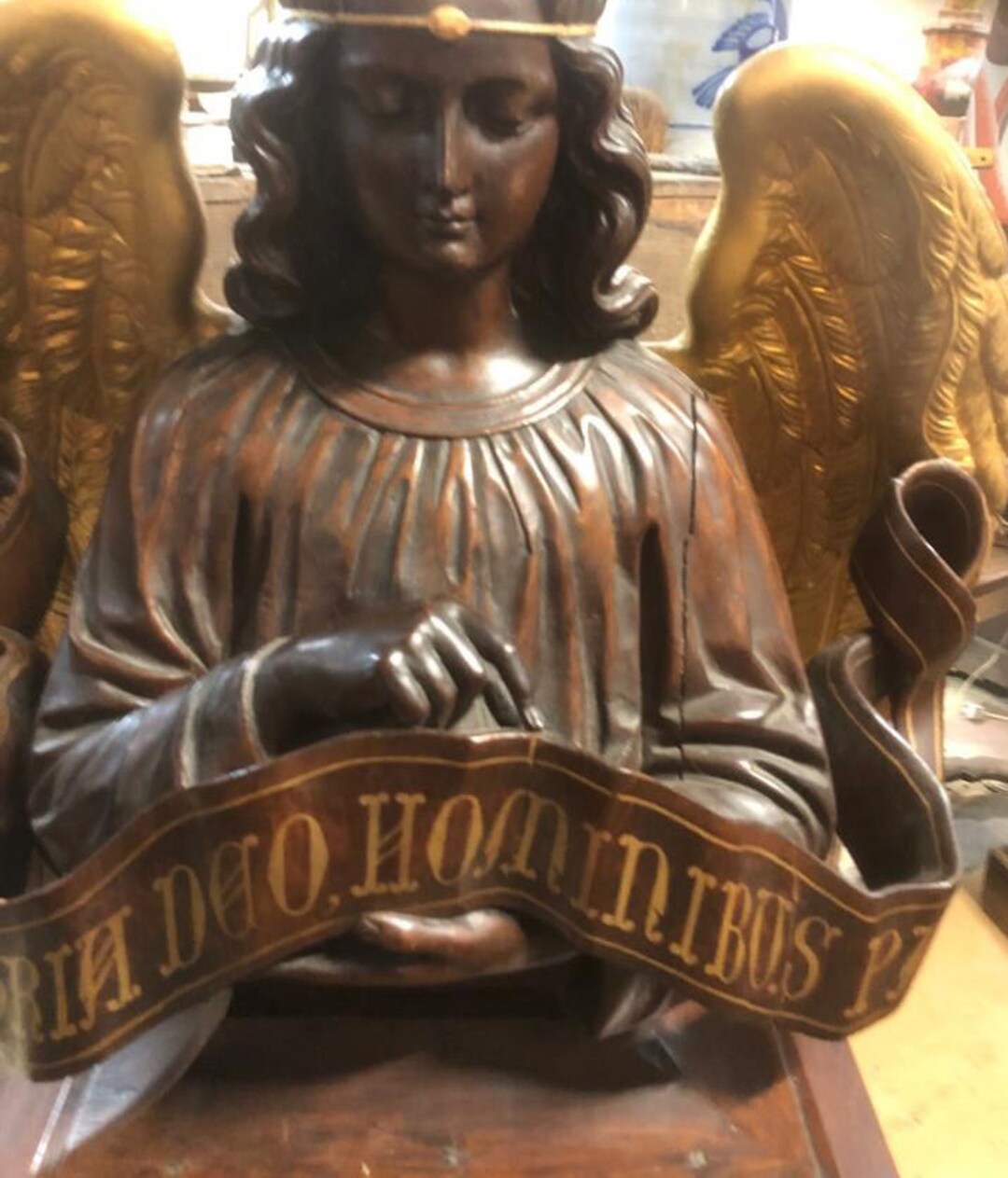 57 Tall French Antique Religious Oak Wood Bookstand/lecturn/statue ...