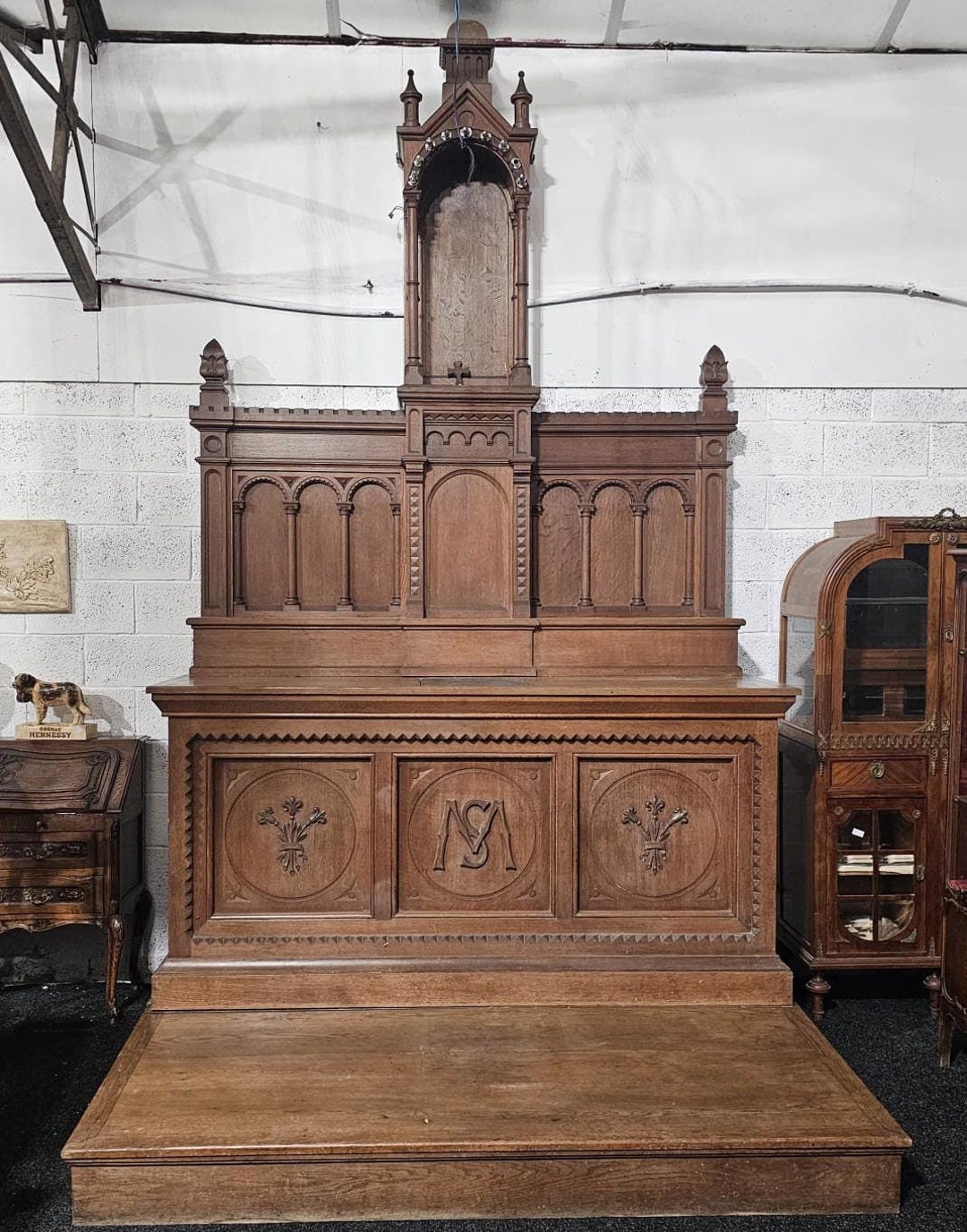 Antique Gothic Revival Church Altar in Oak Wood - Etsy