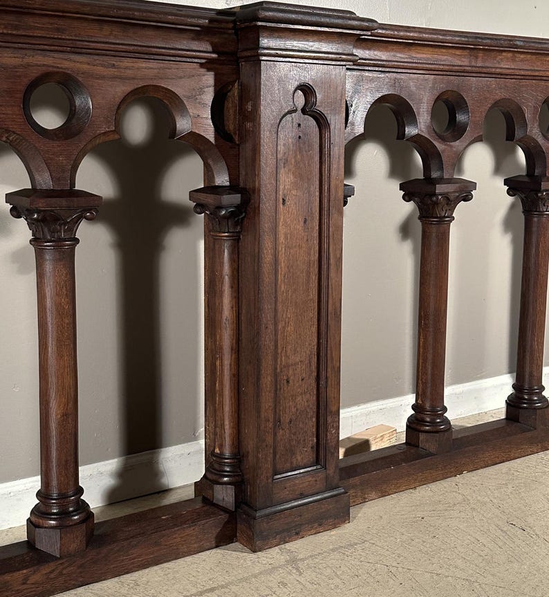 20' Long Antique Gothic Revival Oak Wood Church Balcony Railing - Etsy