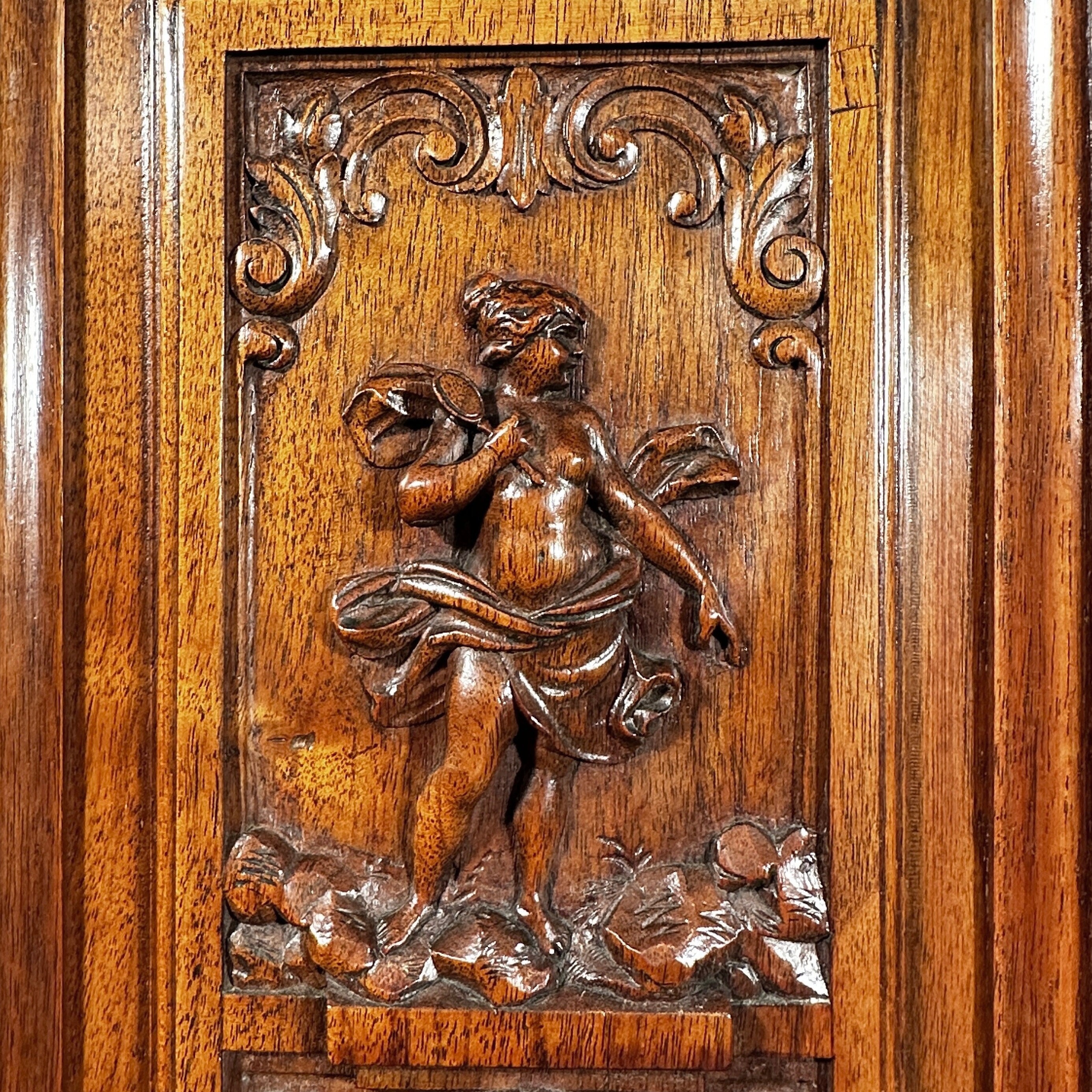 French Antique Walnut Wall/key Cabinet With Greek Mythical Figures - Etsy