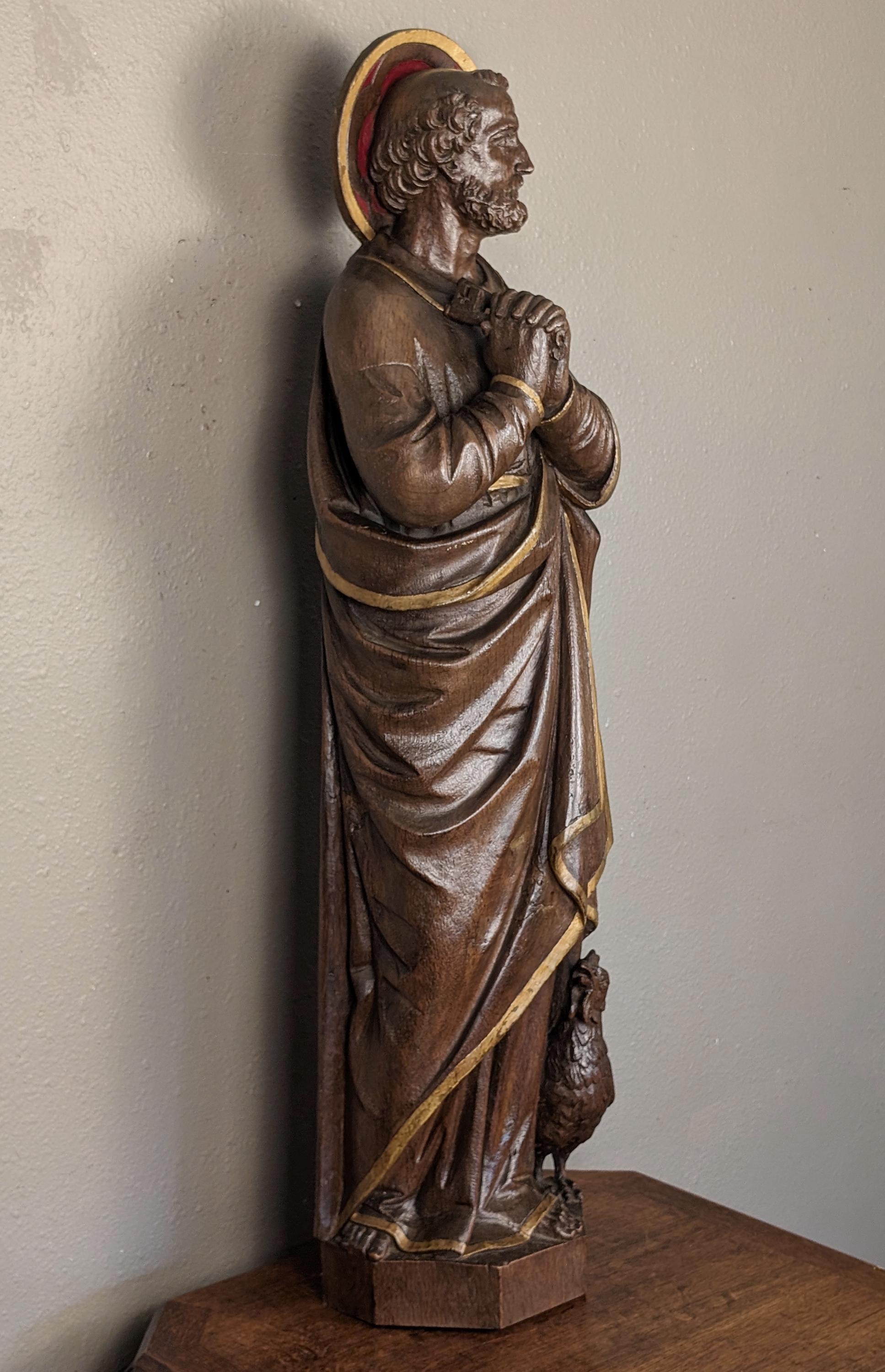 36" Religious Antique Oak Wood Statue/sculpture of Saint Peter - Etsy