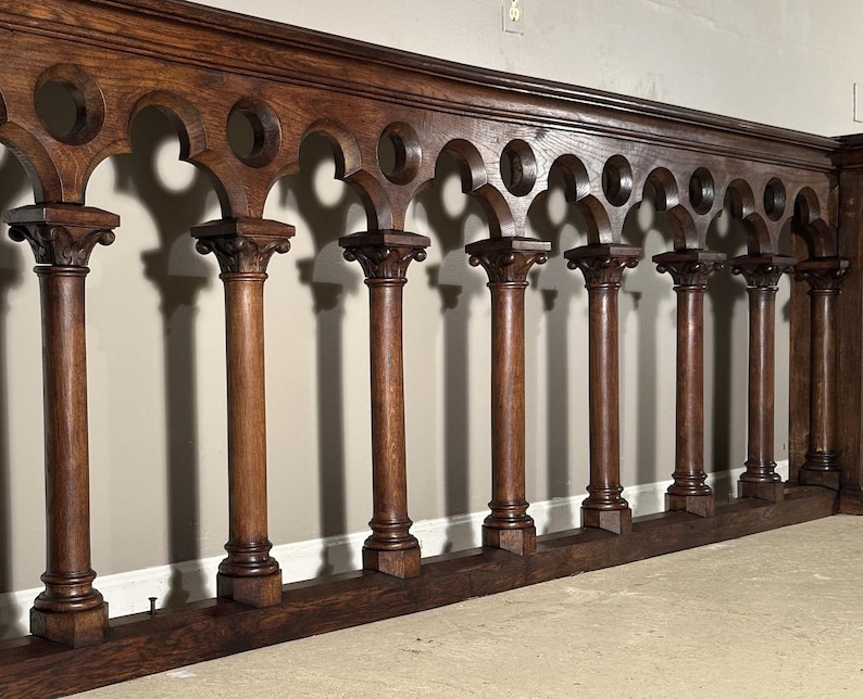 20' Long Antique Gothic Revival Oak Wood Church Balcony Railing - Etsy