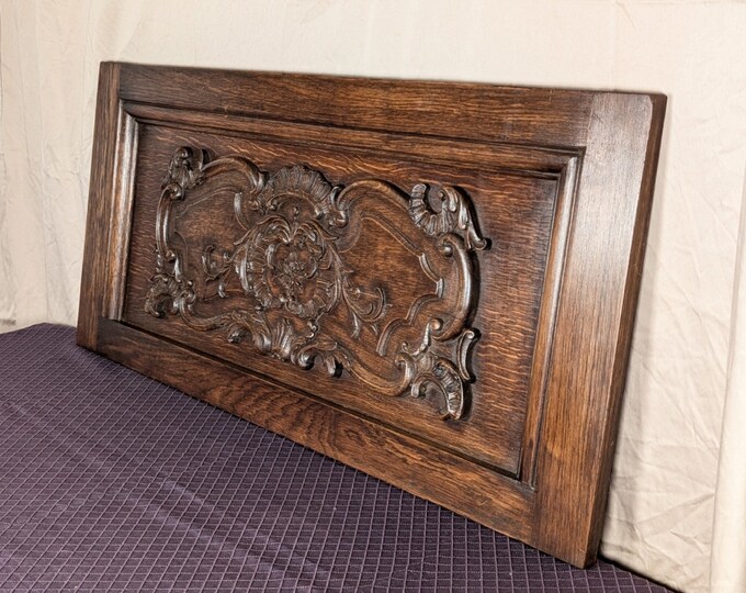 French Antique Louis XIV Oak Wood Panel With Flowers & Ribbons - Etsy