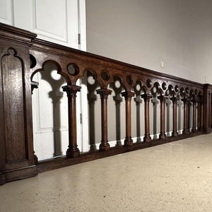 20' Long Antique Gothic Revival Oak Wood Church Balcony Railing - Etsy