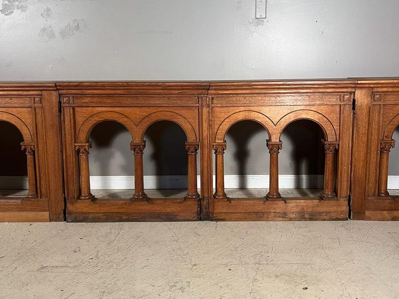 Antique Oak Wood Gothic Communion/altar Rail/railing/ Room Divider ...