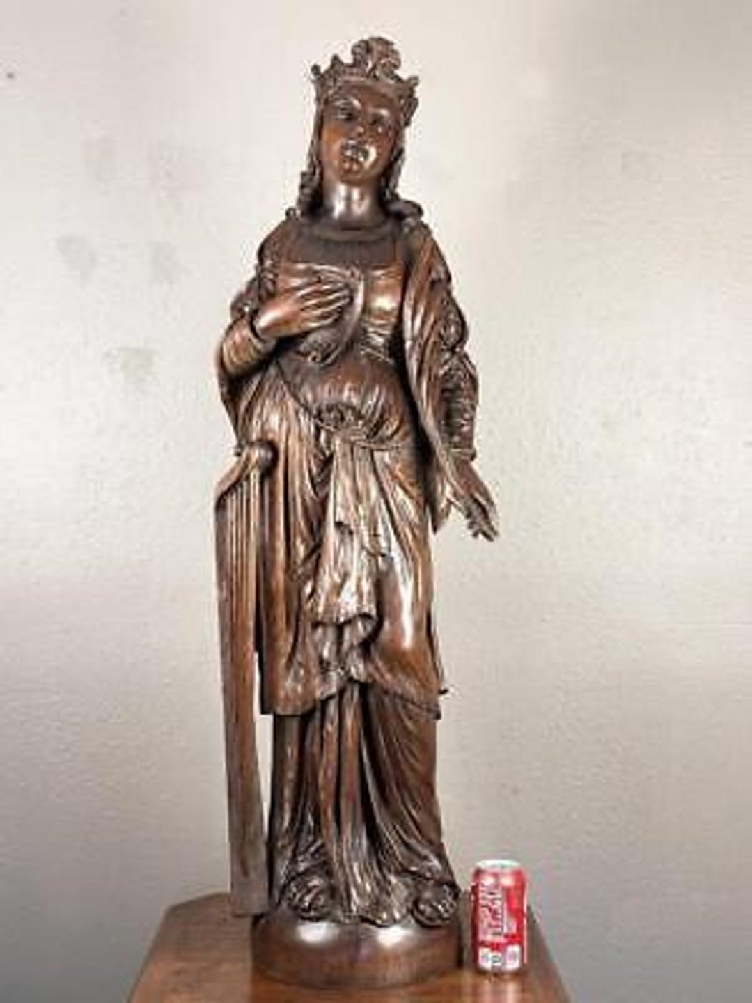 45" Tall Antique Religious Solid Oak Wood Statue/sculpture of St ...