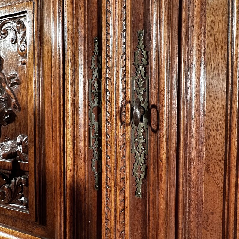 French Antique Walnut Wall/key Cabinet With Greek Mythical Figures - Etsy