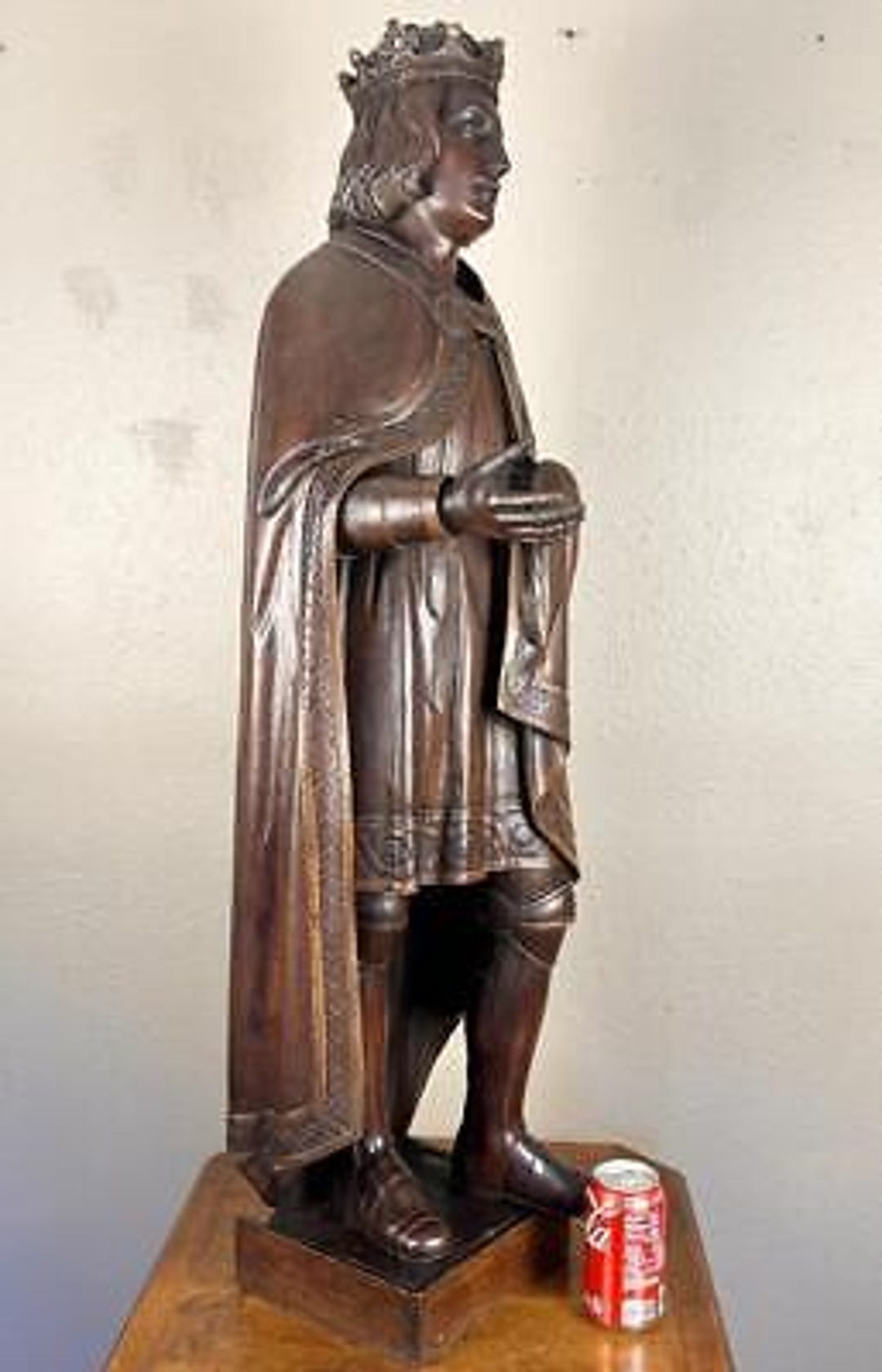 43 French Antique Religious Solid Oak Statue/sculpture of Saint King ...