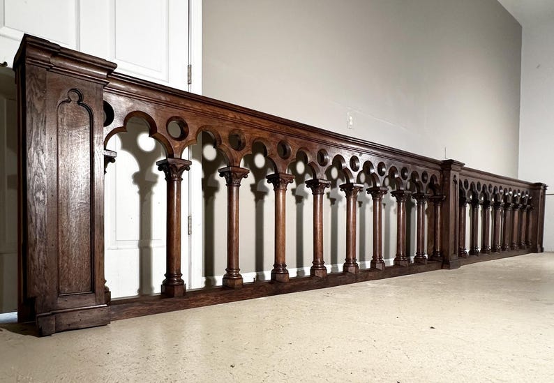 20' Long Antique Gothic Revival Oak Wood Church Balcony Railing - Etsy