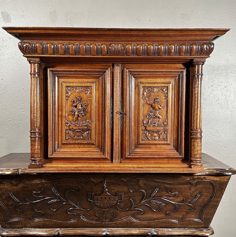 French Antique Walnut Wall/key Cabinet With Greek Mythical Figures - Etsy