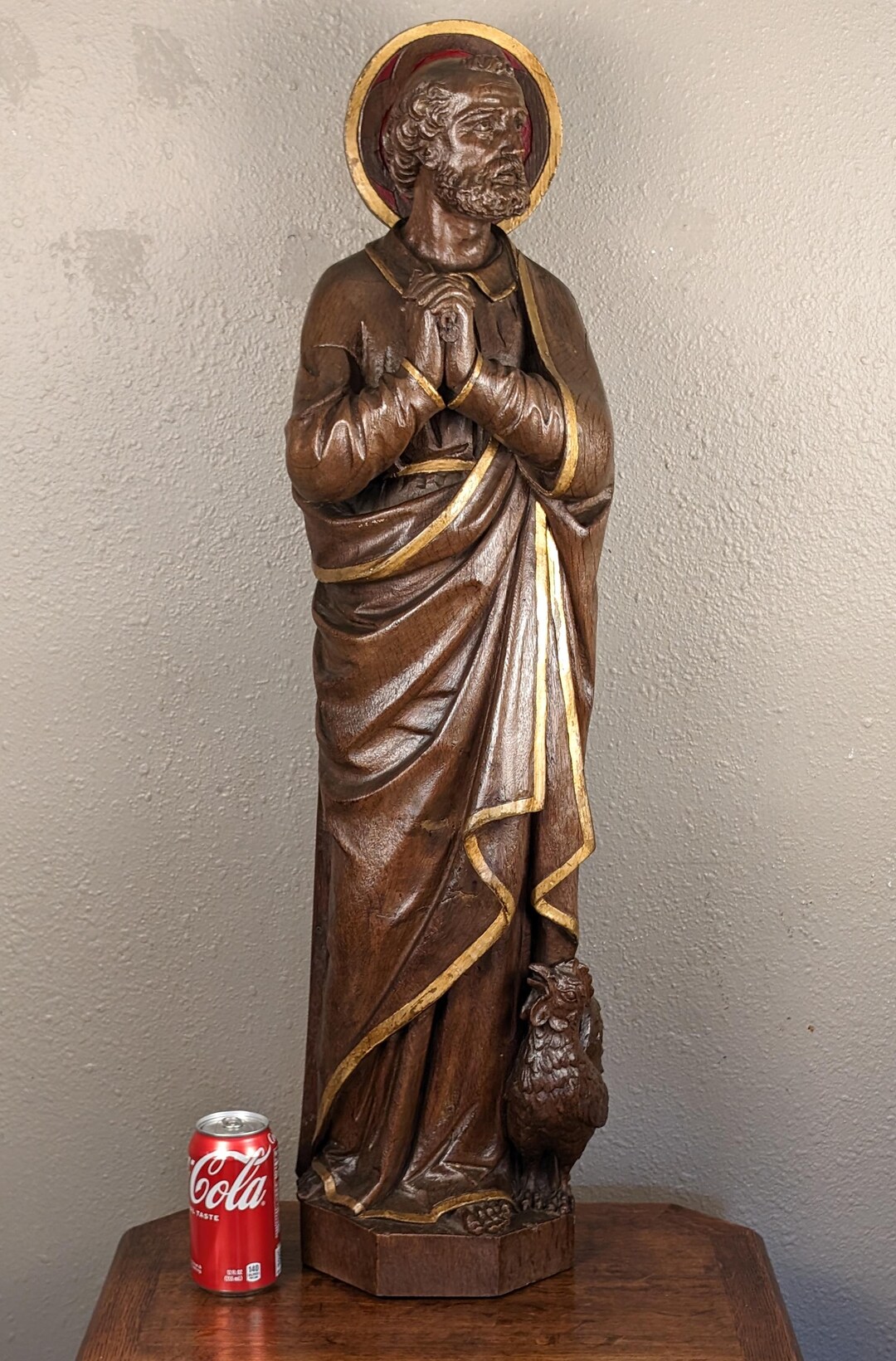 36" Religious Antique Oak Wood Statue/sculpture of Saint Peter - Etsy