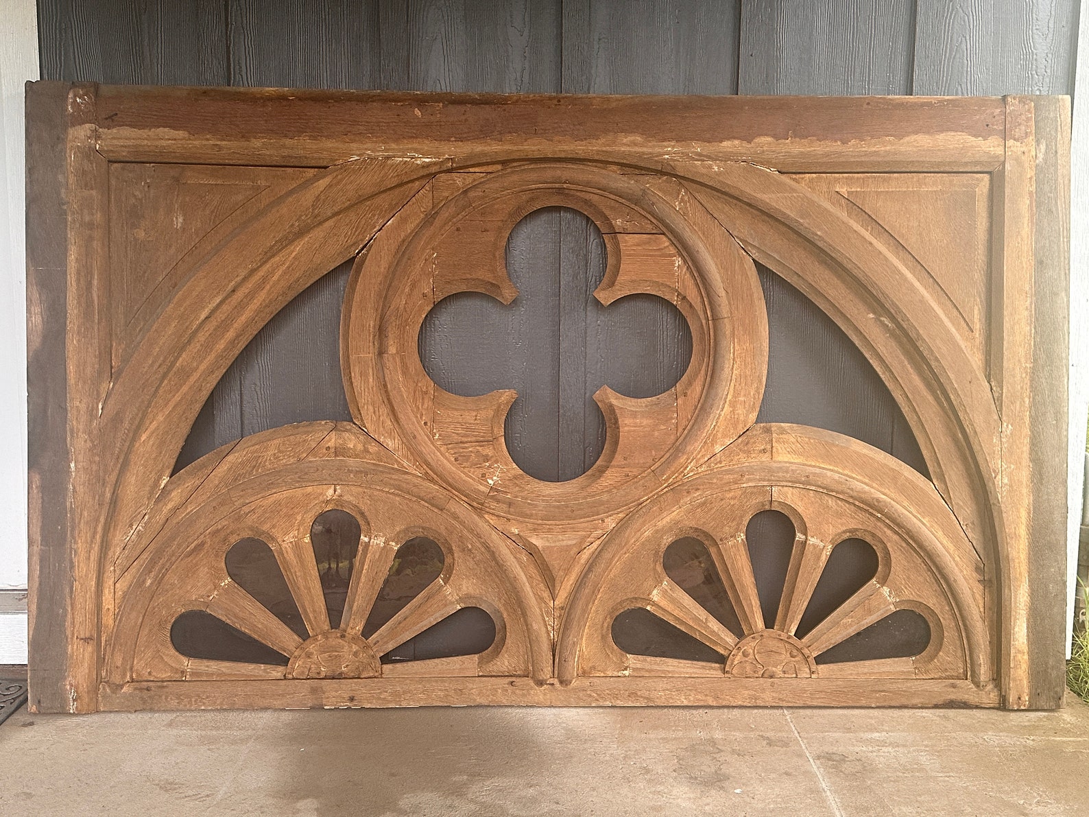 8 Foot Long Antique French Gothic Oak Panel: Transom, Skylight ...