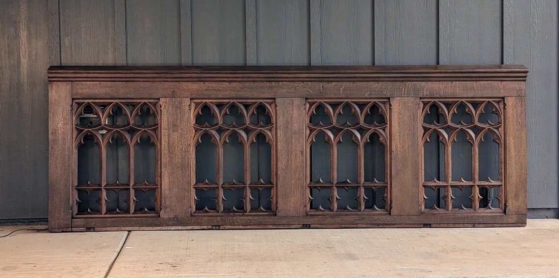 9.5' Antique Oak Wood Gothic Communion/altar Rail/railing/ Room Divider ...