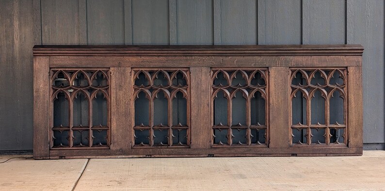 9.5' Antique Oak Wood Gothic Communion/altar Rail/railing/ Room Divider ...