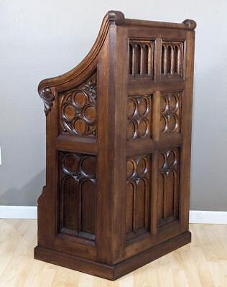 50 Tall Antique Religious Gothic Pulpit/lectern/bookstand in Oak Wood ...