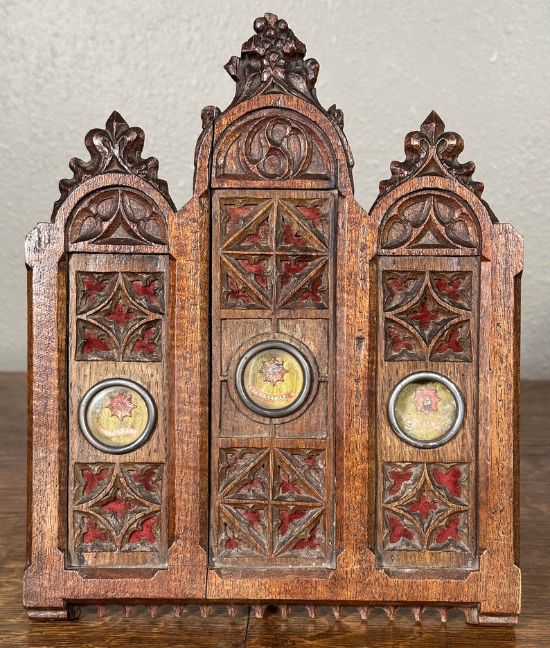 Antique Gothic Revival Reliquary With 3 Relics Mahogany Wood - Etsy