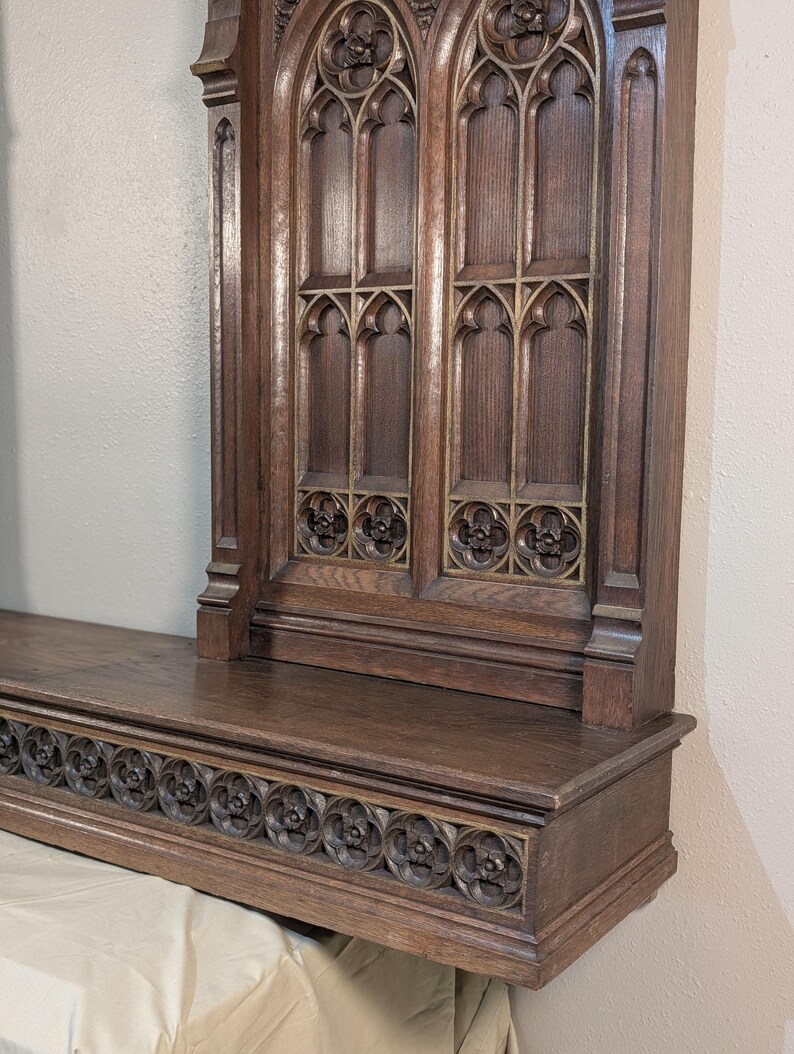 Antique Oak Wood Gothic Altar/sacristy Table Back/top - Etsy