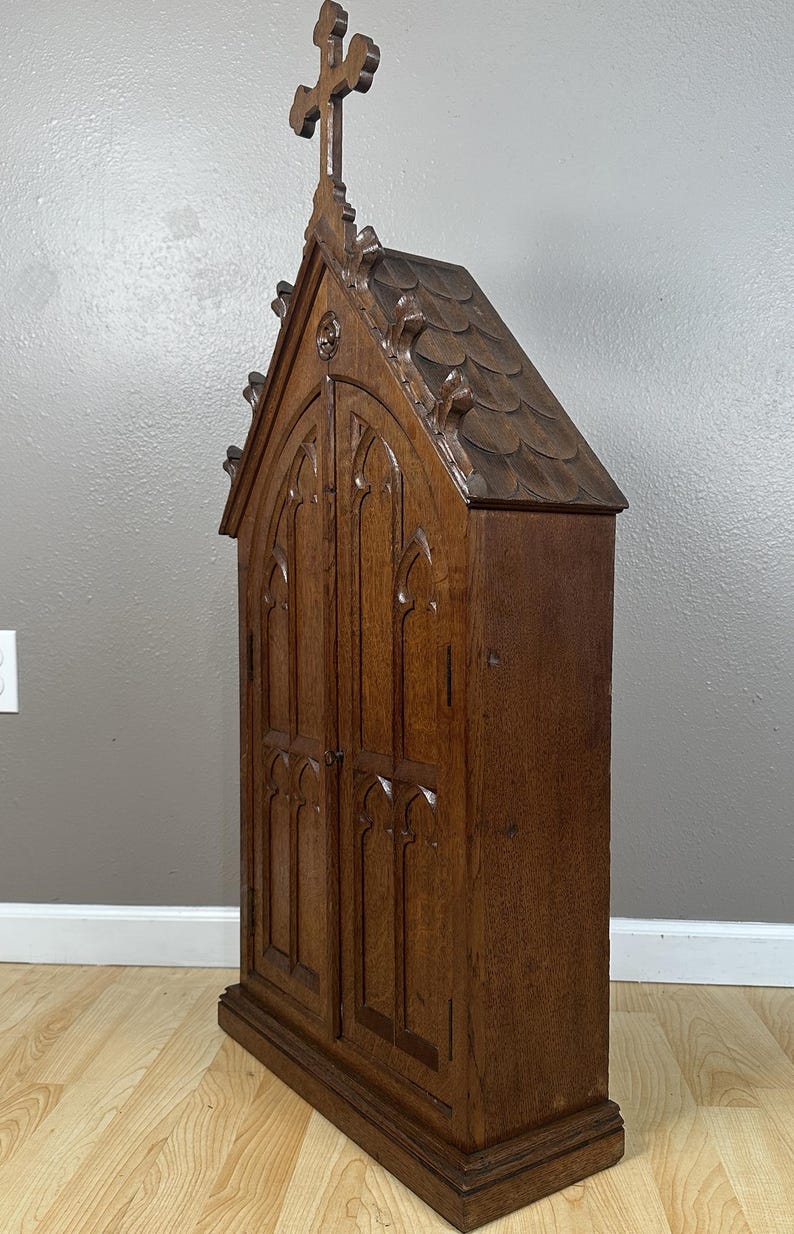 Antique Gothic Reliquary/relic Holder/wall Cabinet With Religious ...