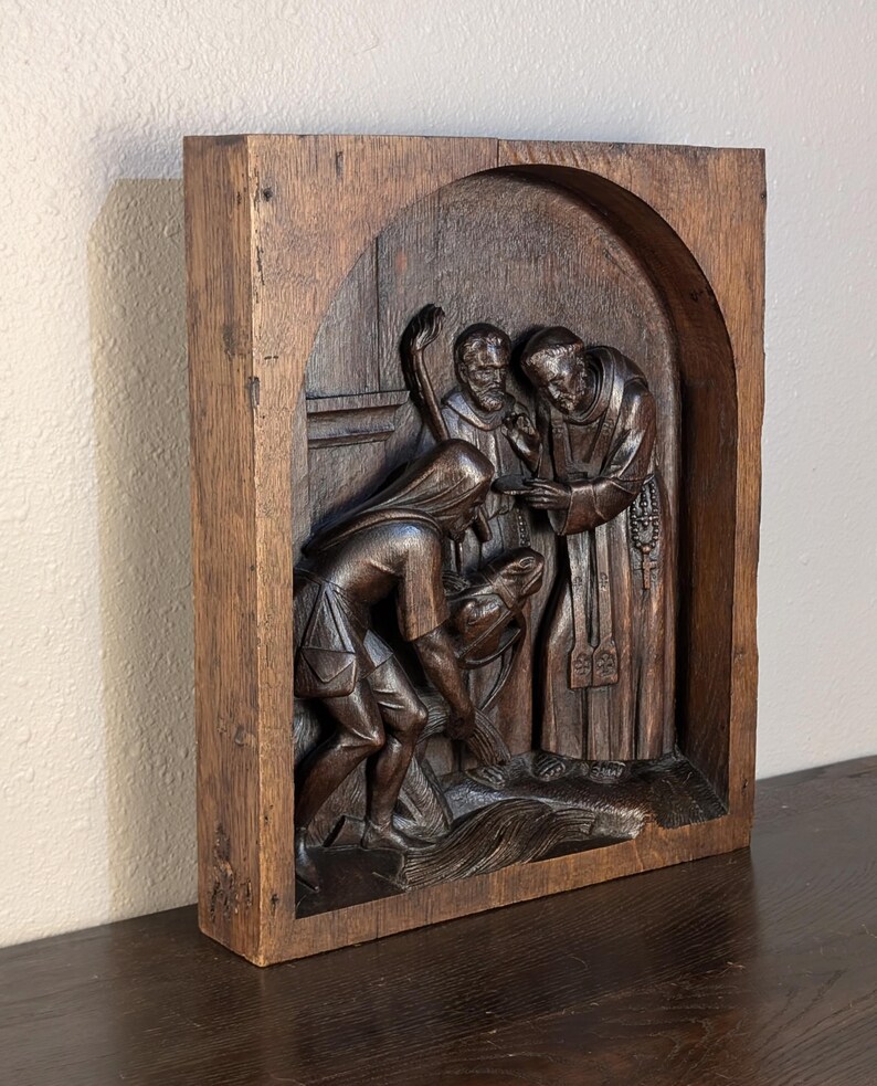 6 Hand Carved Antique Oak Wood Panels/plaques Miracles of St Francis of Assisi - Etsy