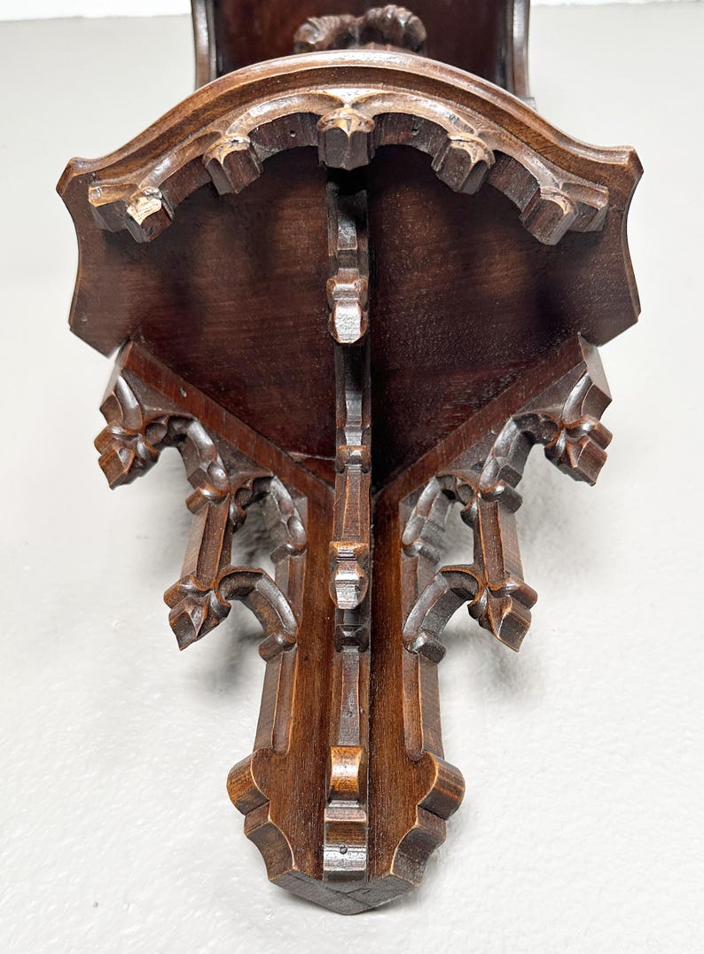 Antique French Gothic Walnut Wood Corner Shrine/niche With Statue of ...