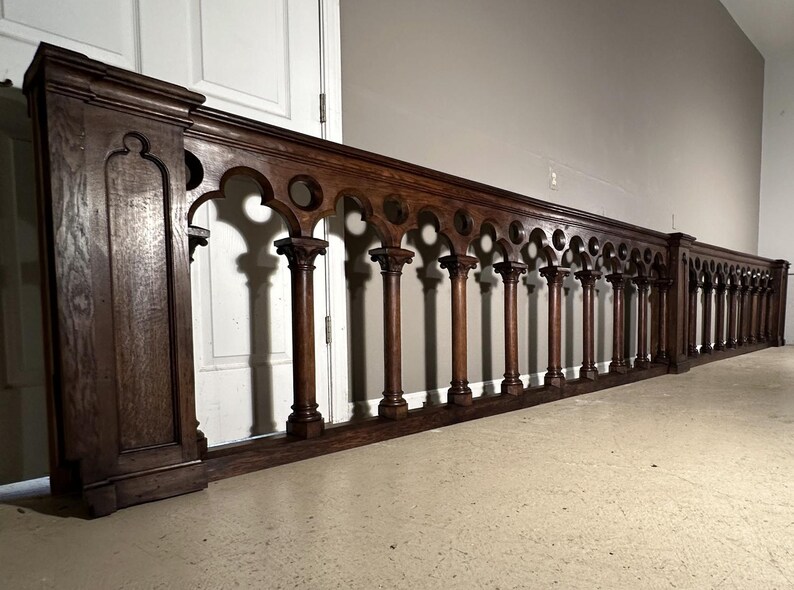 20' Long Antique Gothic Revival Oak Wood Church Balcony Railing - Etsy