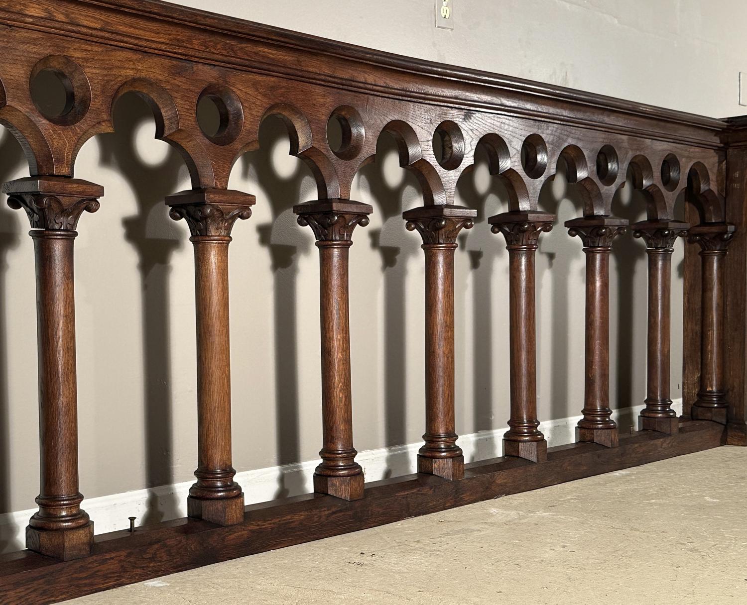 20' Long Antique Gothic Revival Oak Wood Church Balcony Railing Rail - Etsy