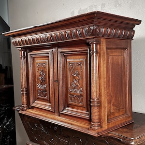 French Antique Walnut Wall/key Cabinet With Greek Mythical Figures - Etsy