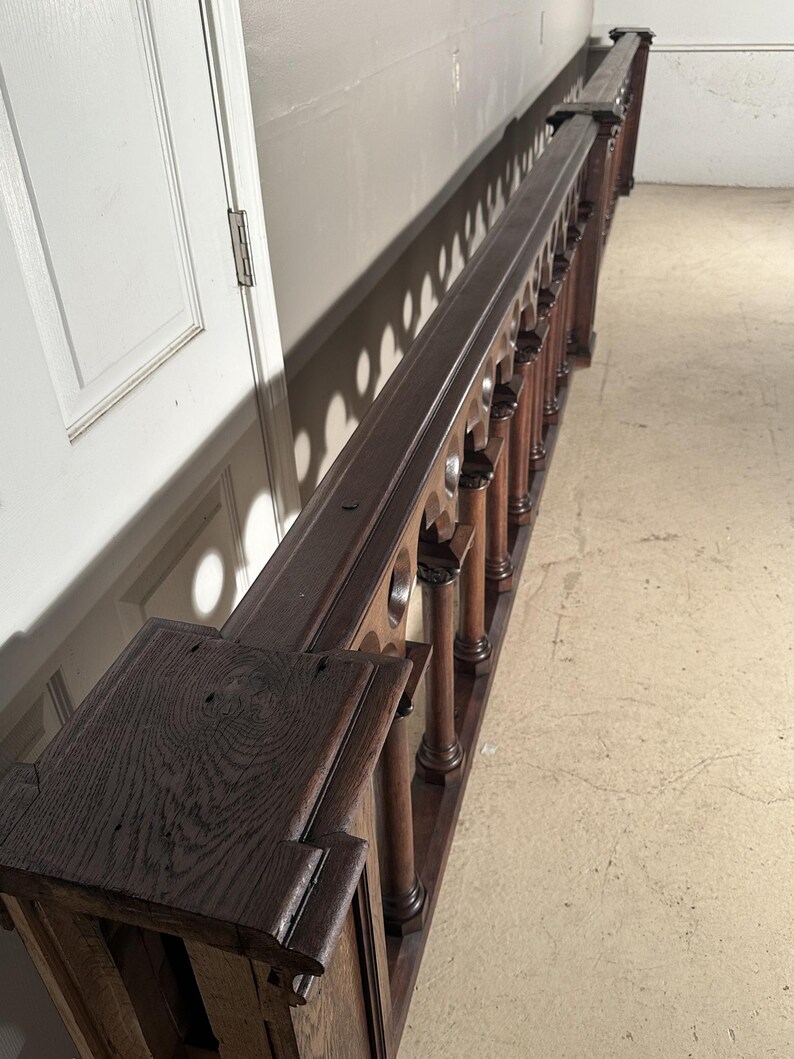 20' Long Antique Gothic Revival Oak Wood Church Balcony Railing - Etsy