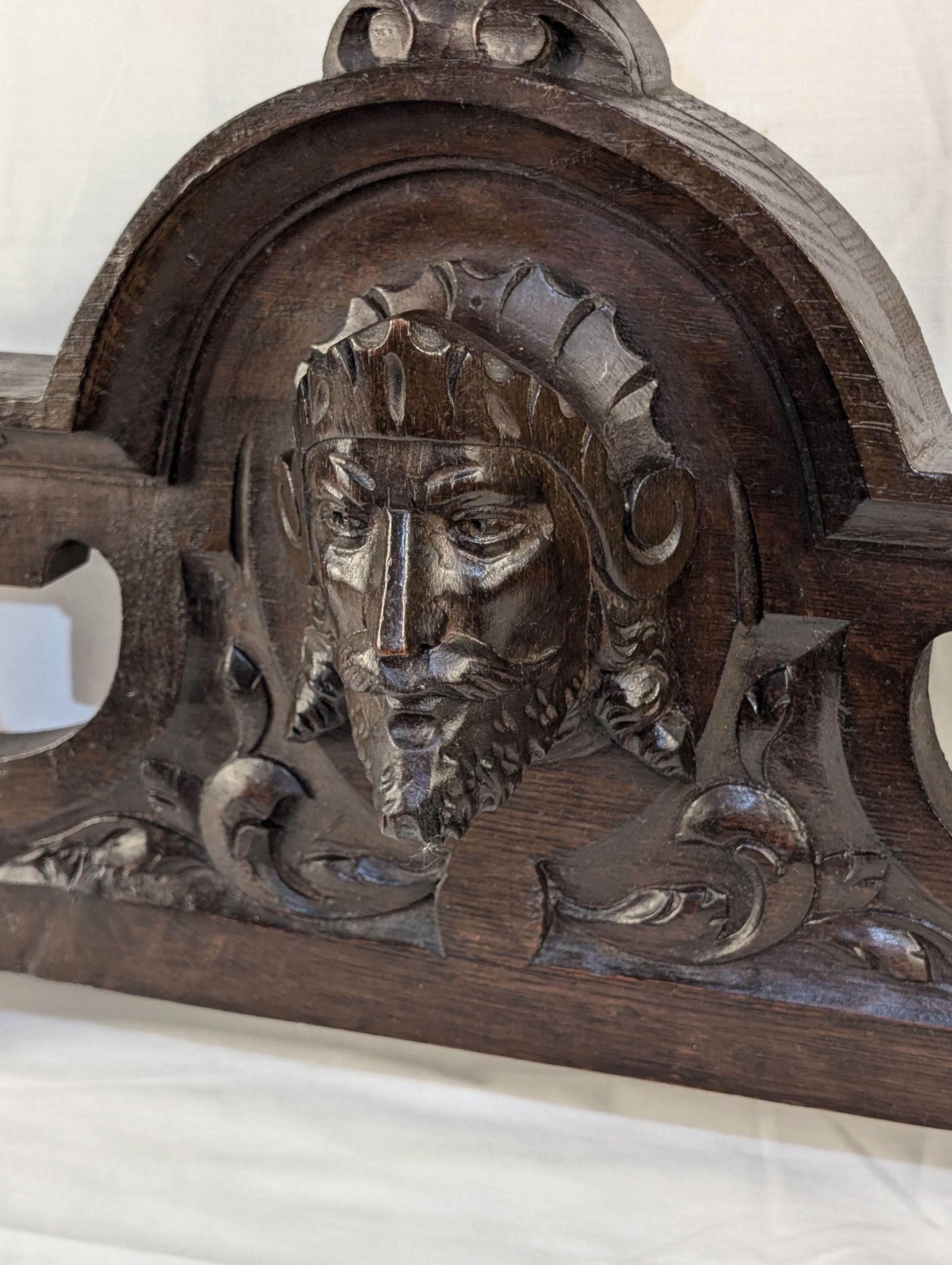 Pair of Renaissance Revival Oak Wood Crests/pediments With Knights ...
