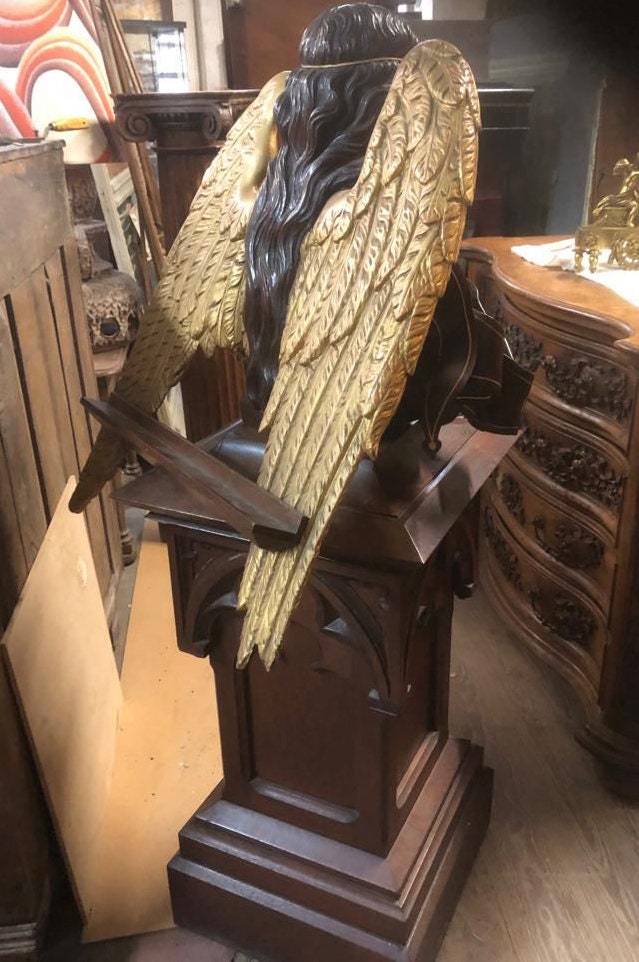 57 Tall French Antique Religious Oak Wood Bookstand/lecturn/statue ...