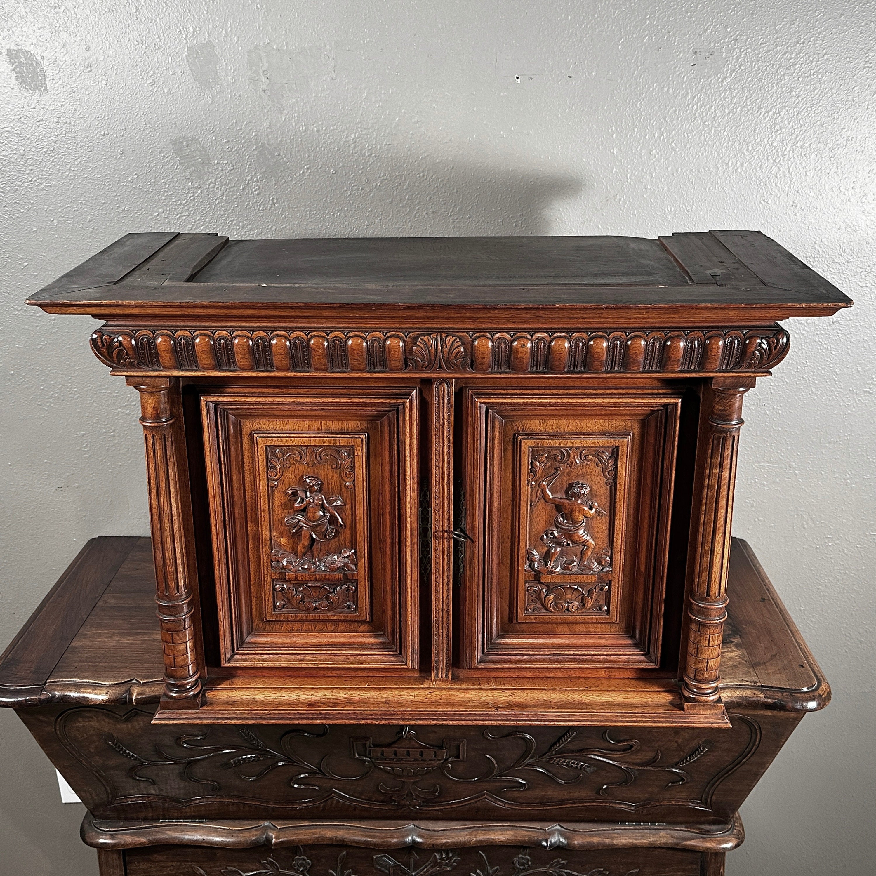 French Antique Walnut Wall/key Cabinet With Greek Mythical Figures - Etsy