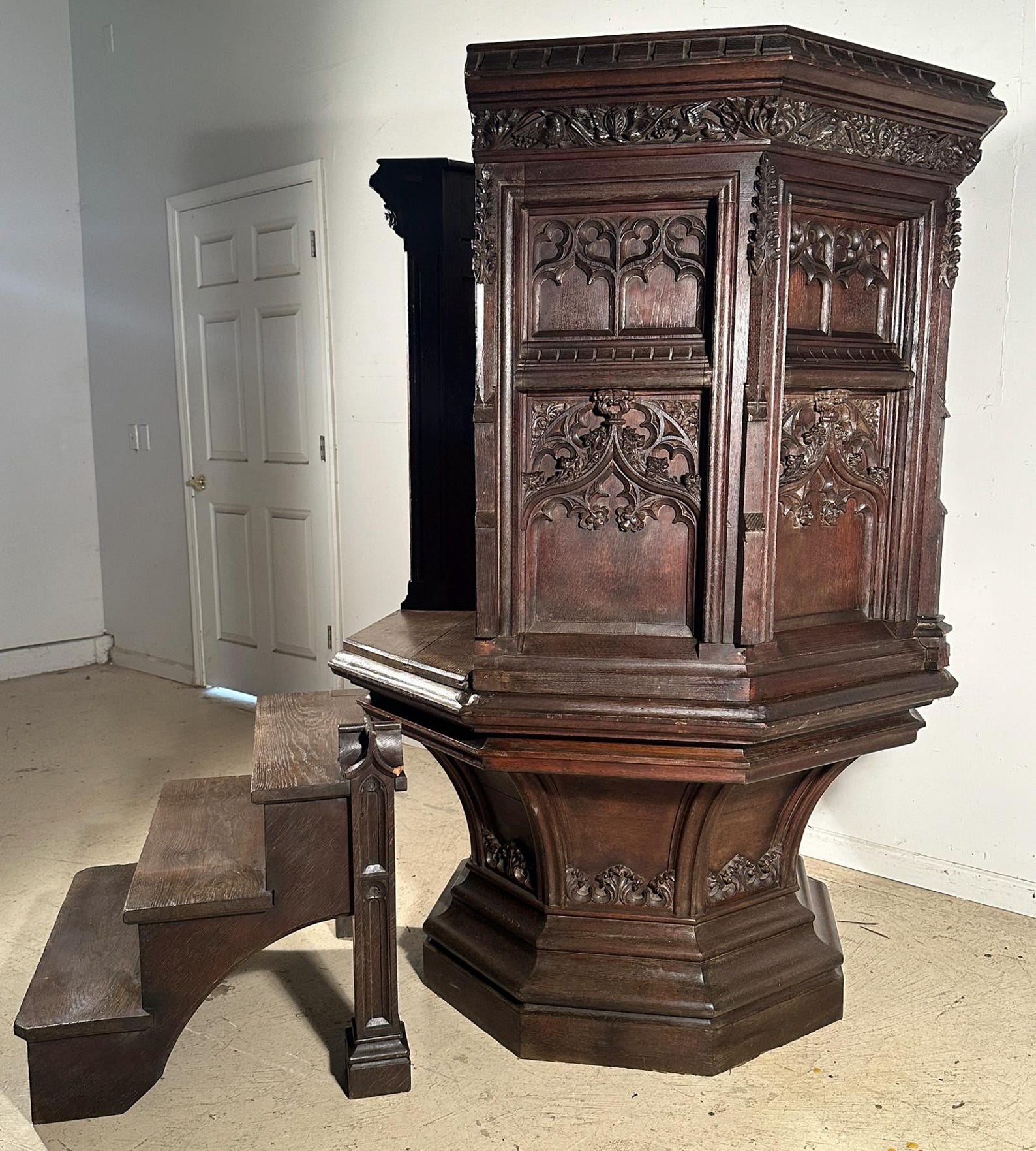 Antique Gothic Revival Church Wineglass Pulpit in Solid Oak - Etsy
