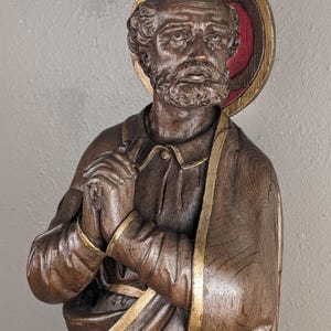 36" Religious Antique Oak Wood Statue/sculpture of Saint Peter - Etsy