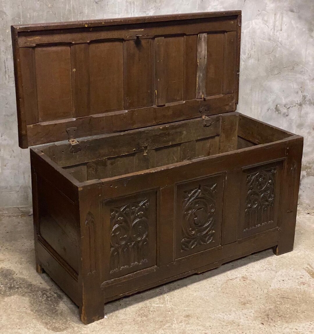 ARRIVES JAN 2025: 1700's Antique French Gothic Revival Chest/trunk in ...