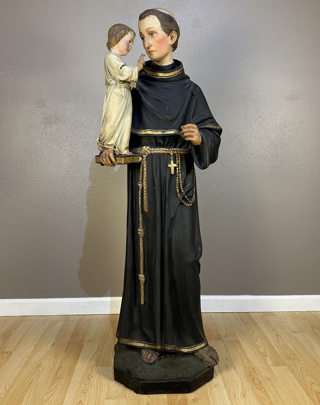 49" Tall Antique Painted Plaster Statue of Saint Anthony/antonio ...