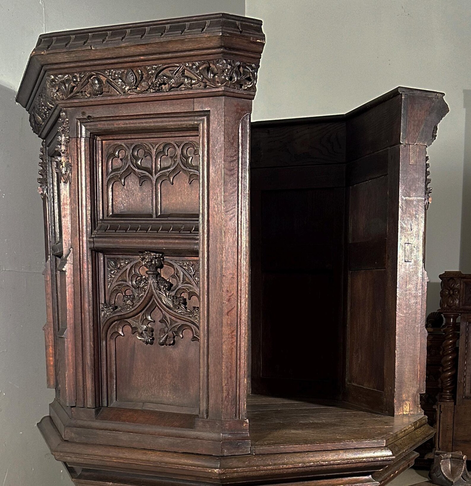 Antique Gothic Revival Church Wineglass Pulpit in Solid Oak - Etsy